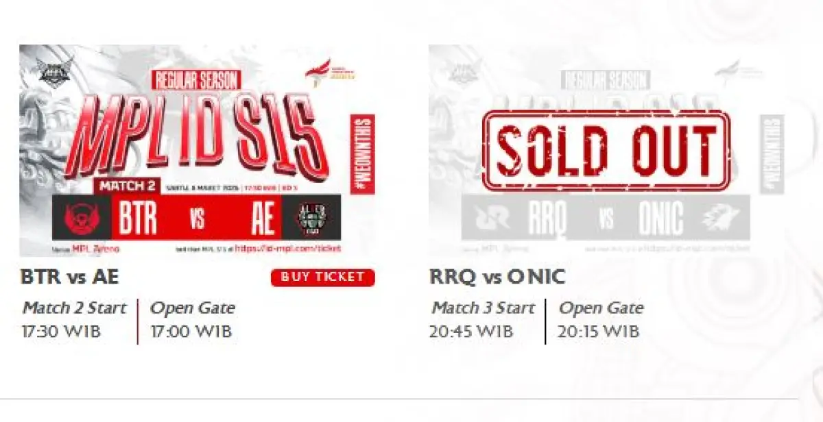 Turnamen MPL ID Season 15: Tiket Laga RRQ vs ONIC Sudah Soldout ...